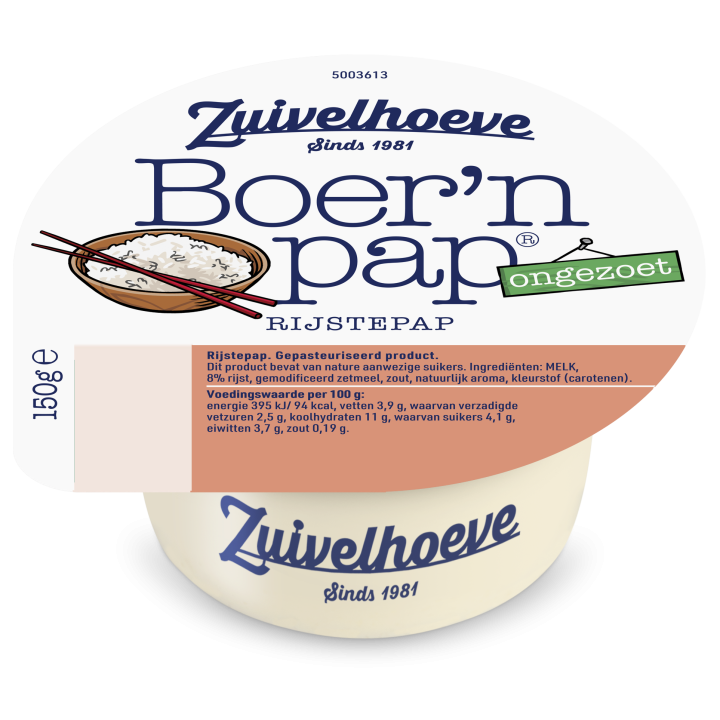 Boer'n Pap® Rijstepap ongezoet 150g | Zuivelhoeve